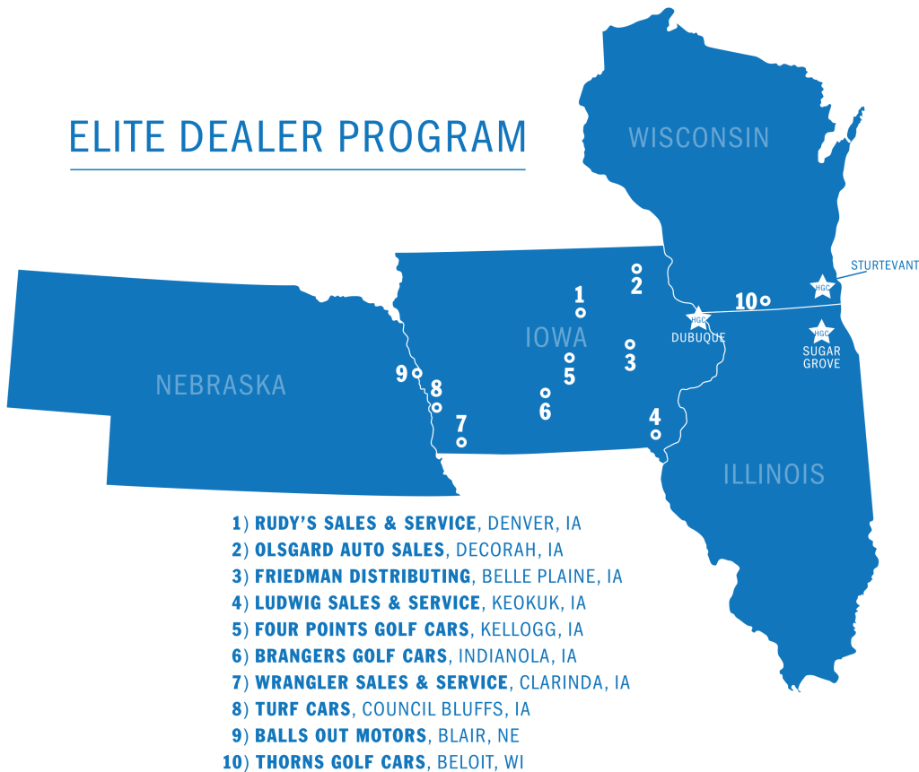 Elite-Dealer-Map-2015 - Harris Golf Cars